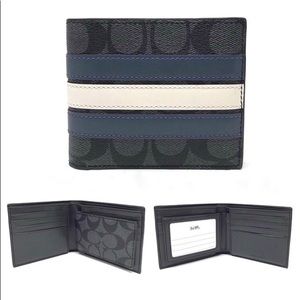 Coach | Bags | Coach 3in Calf Leather Varsity Stripe Wallet | Poshmark